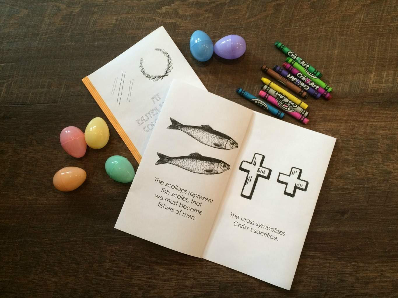 Easter Symbols Coloring Book, Candy Box, and Tag